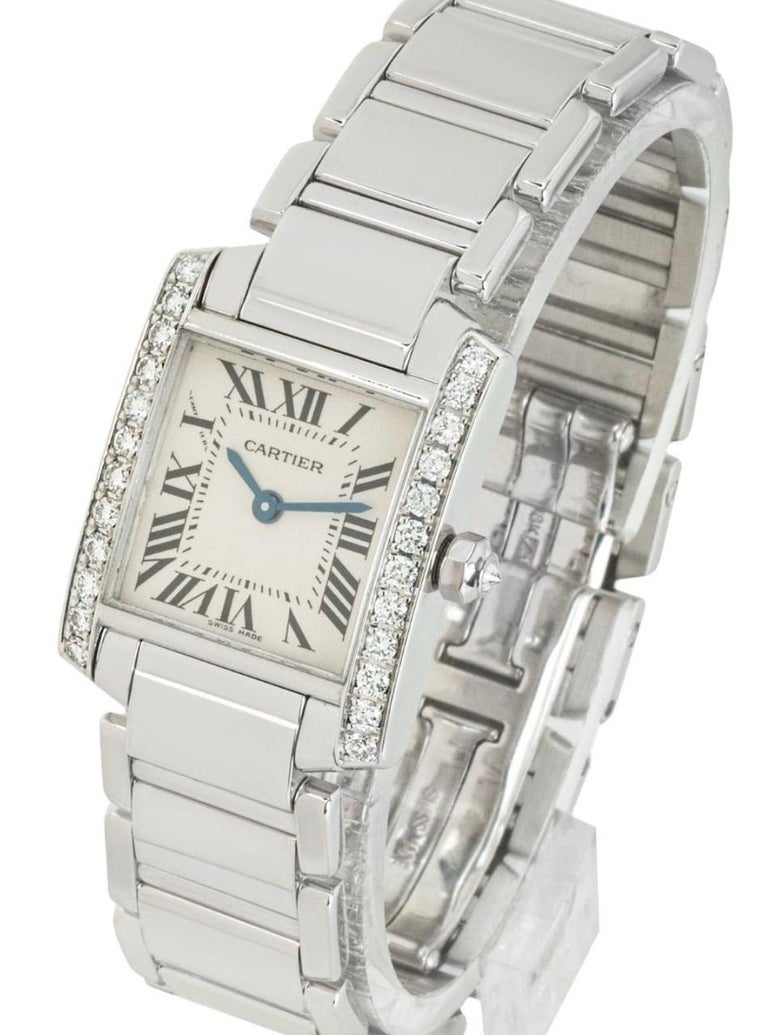 Cartier White Gold Diamond Bezel Tank Franchise WE100253 For Sale at ...