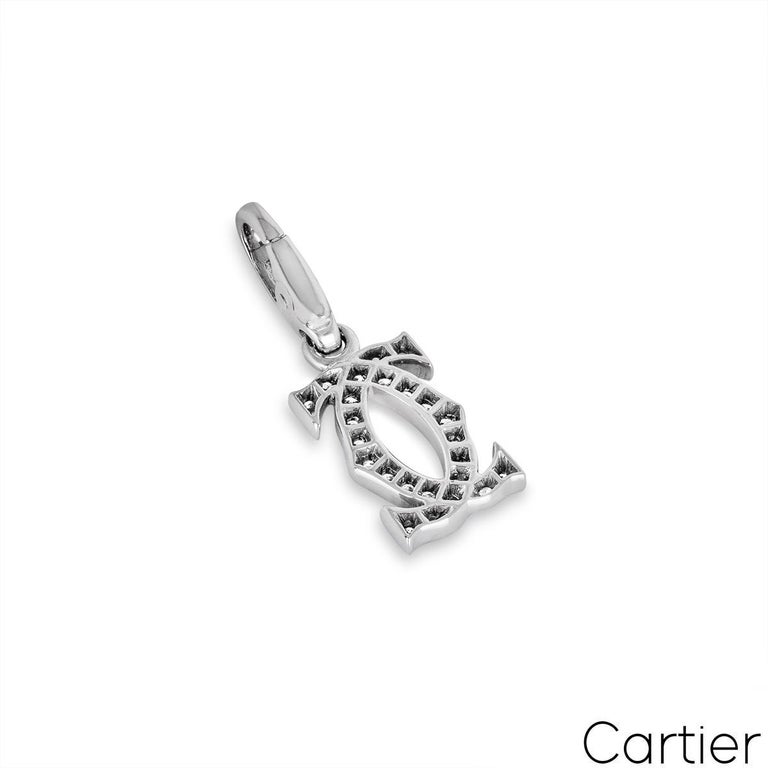 Cartier White Gold Diamond C De Cartier Charm For Sale at 1stDibs