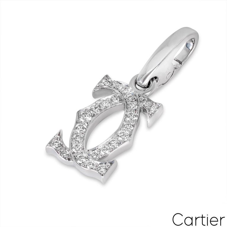 Cartier White Gold Diamond C De Cartier Charm For Sale at 1stDibs