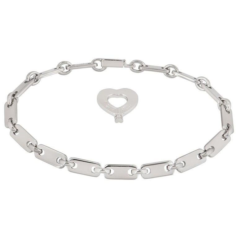 Cartier White Gold Heart Key Link Bracelet at 1stDibs