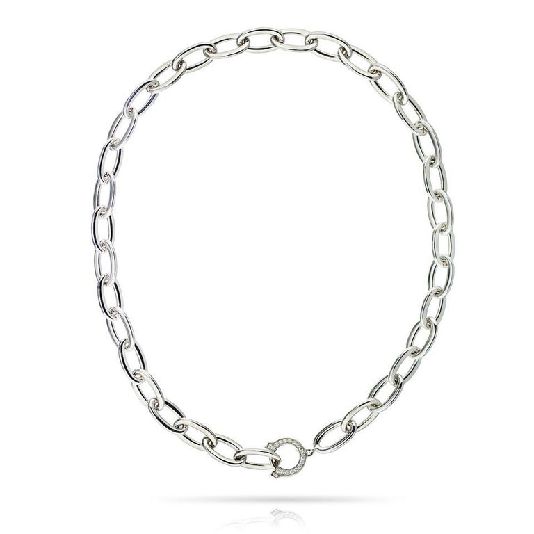 Cartier White Gold High Polish Diamond Link Chain Necklace at 1stDibs ...