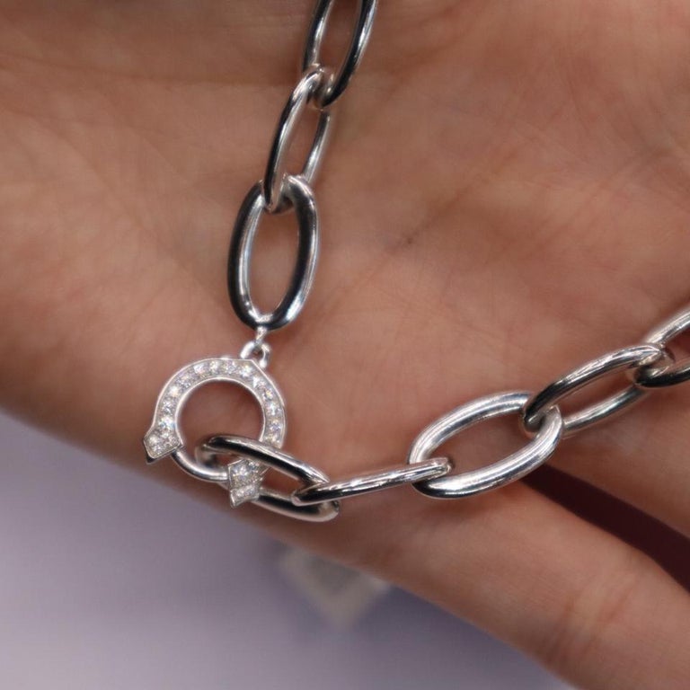 Cartier White Gold High Polish Diamond Link Chain Necklace at 1stDibs ...