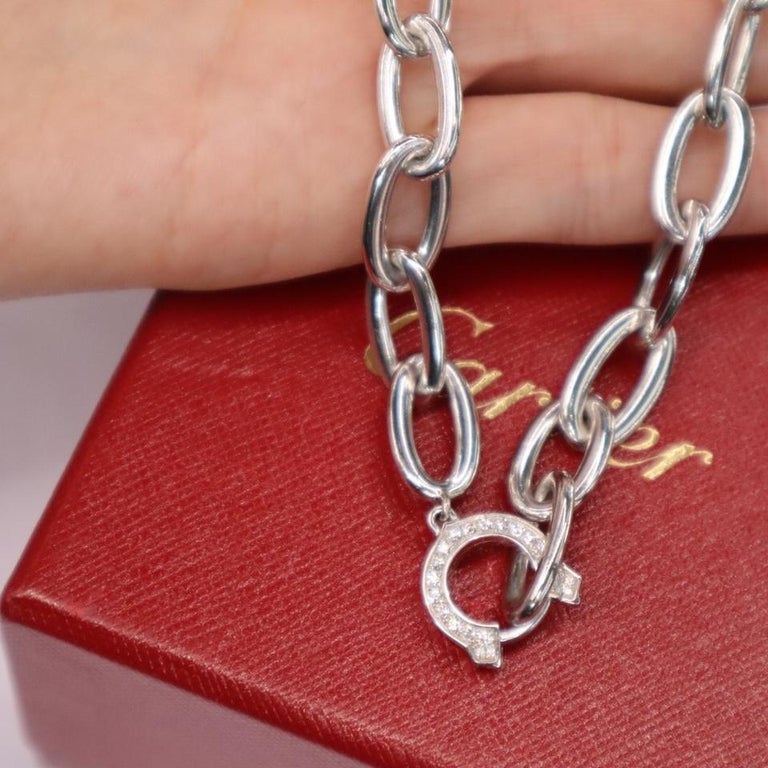 Cartier White Gold High Polish Diamond Link Chain Necklace at 1stDibs ...