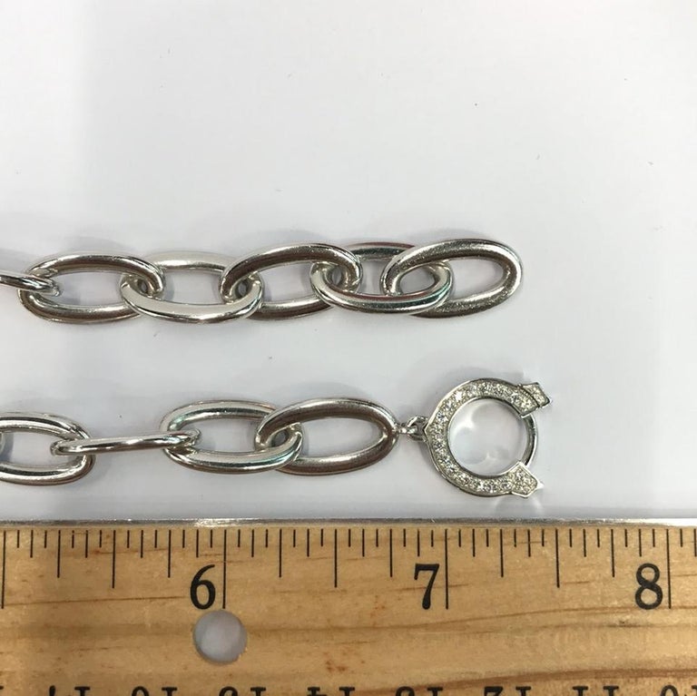 Cartier White Gold High Polish Diamond Link Chain Necklace at 1stDibs ...