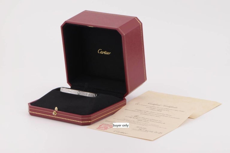 Cartier White Gold Pave Diamond Love Bracelet Size 17 For Sale at 1stDibs