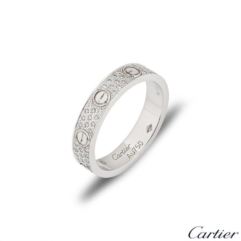 Cartier White Gold Pave Diamond Wedding Love Ring B4083400 at 1stDibs ...