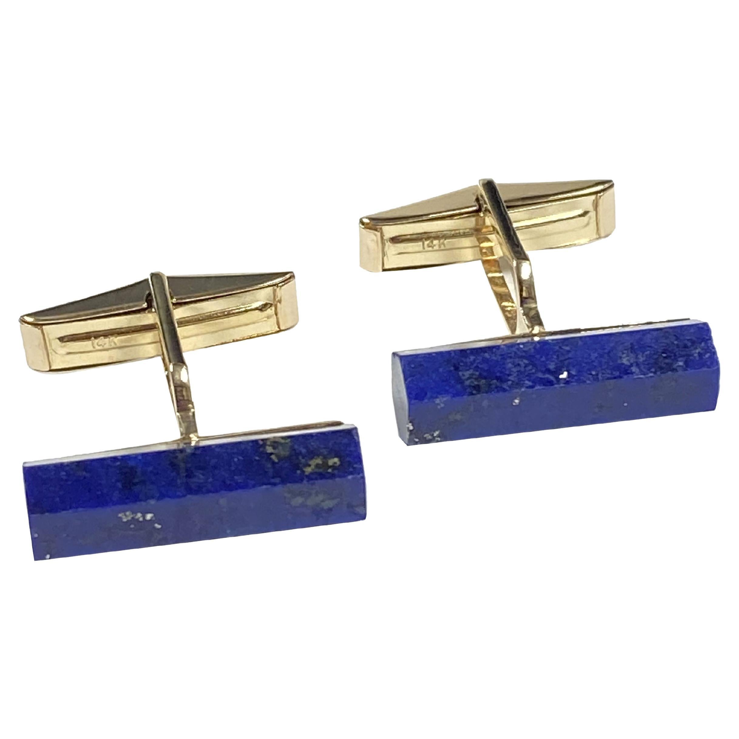 Large French Gold And Lapis Cufflinks at 1stDibs