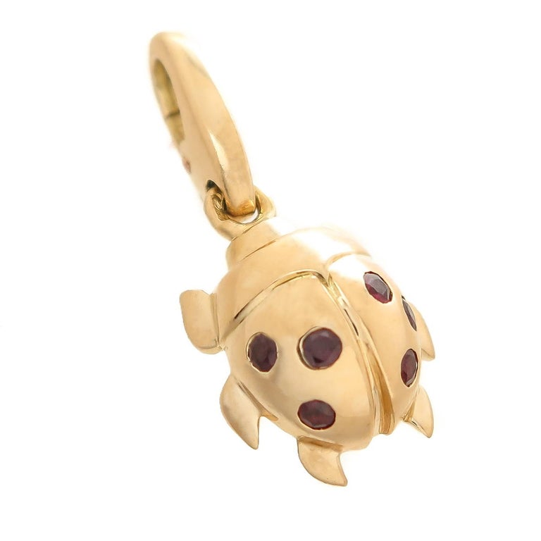 Cartier Yellow Gold and Ruby Lady Bug Charm at 1stDibs | gold ladybug charm