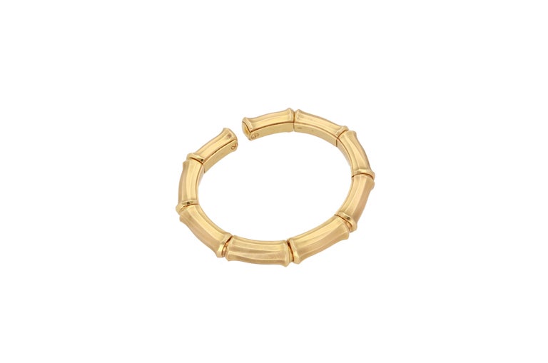 Cartier Yellow Gold Bamboo Cuff Bangle Bracelet at 1stDibs
