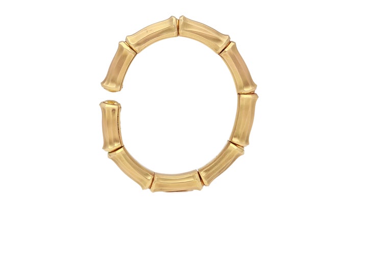 Cartier Yellow Gold Bamboo Cuff Bangle Bracelet at 1stDibs