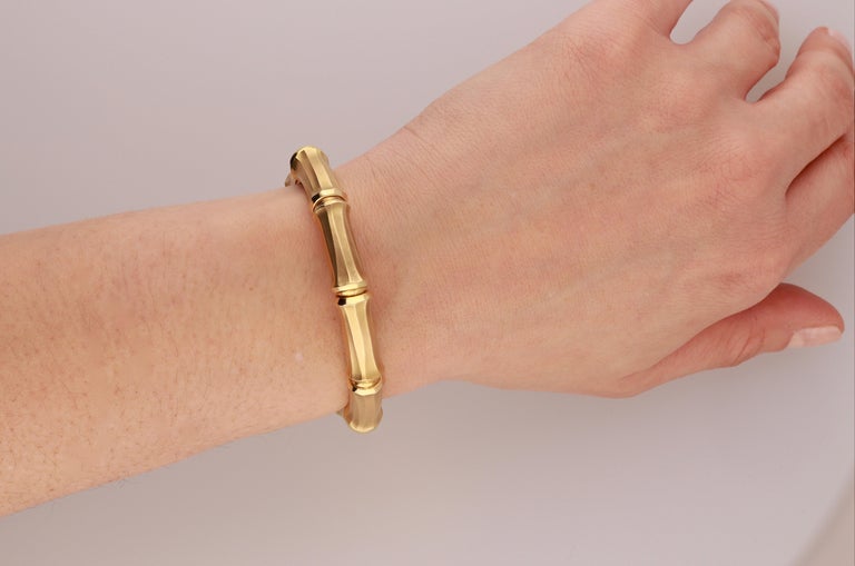 Cartier Yellow Gold Bamboo Cuff Bangle Bracelet at 1stDibs