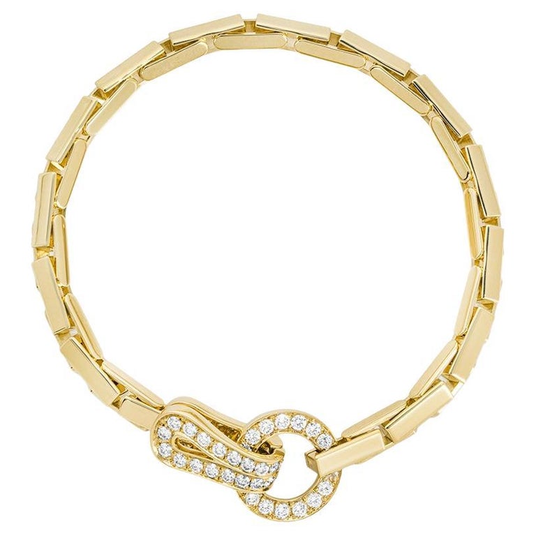 Cartier Yellow Gold Diamond Agrafe Bracelet For Sale at 1stDibs