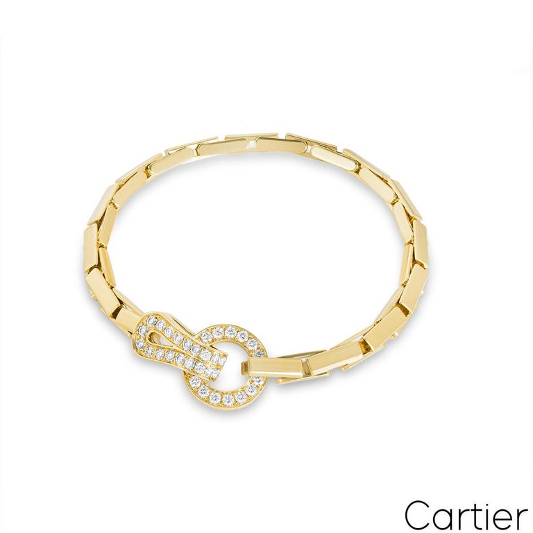 Cartier Yellow Gold Diamond Agrafe Bracelet For Sale at 1stDibs