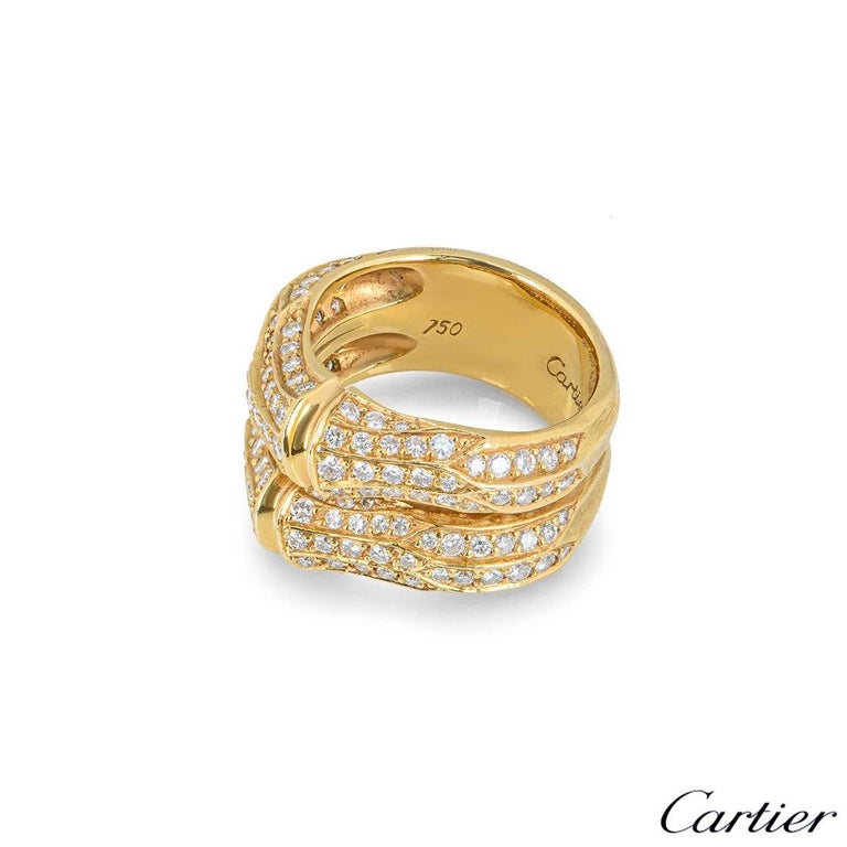 Cartier Yellow Gold Diamond Bamboo Ring at 1stDibs | cartier bamboo ring