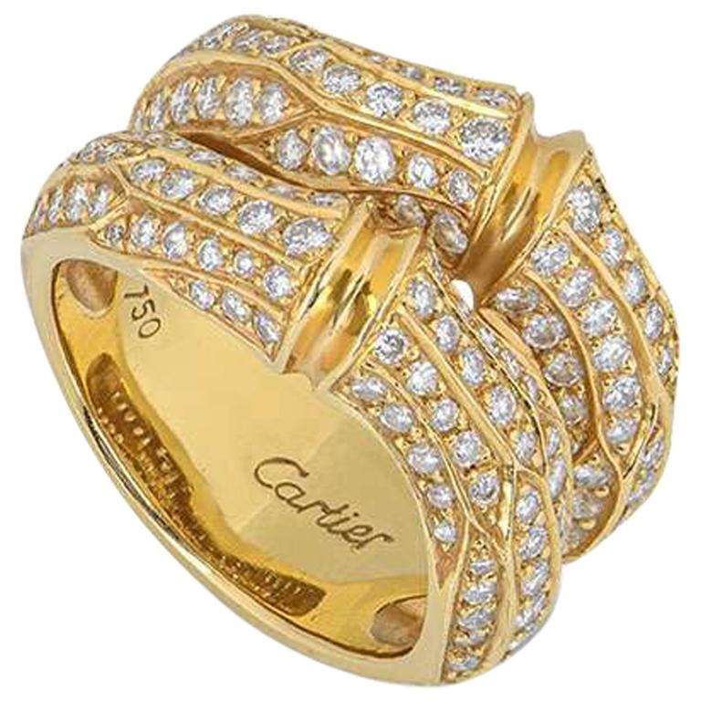 Cartier Yellow Gold Diamond Bamboo Ring at 1stDibs | cartier bamboo ring