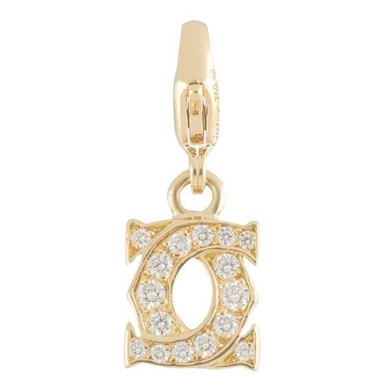 Cartier Yellow Gold Diamond C De Cartier Charm at 1stDibs