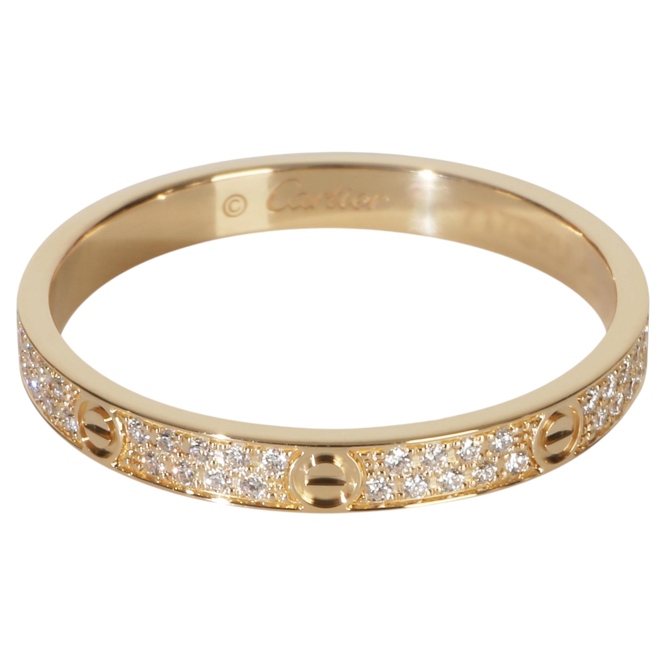 Cartier Yellow Gold Diamond Mini Pave Love Ring For Sale at 1stDibs