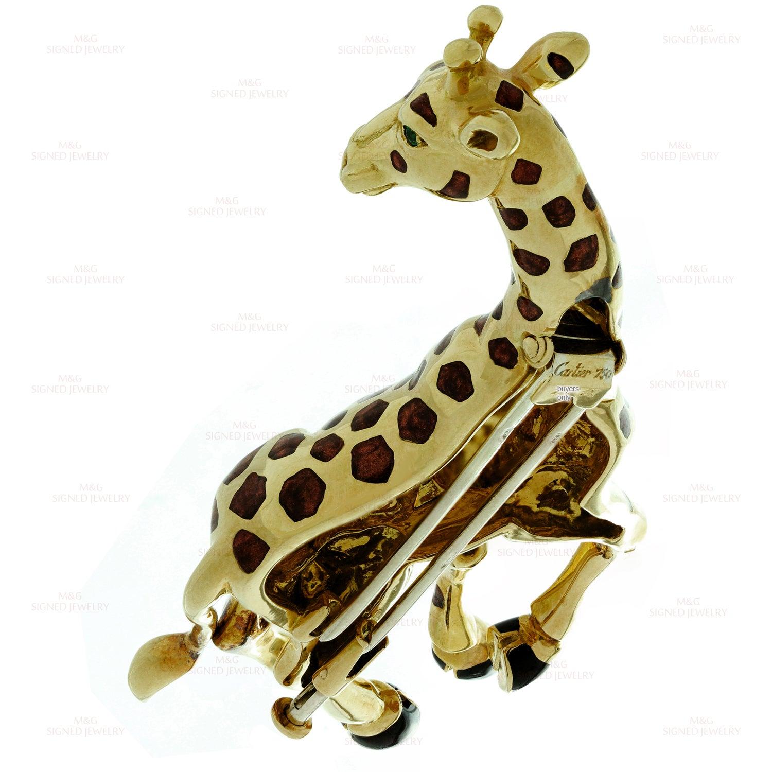 Cartier Yellow Gold Giraffe Pin Brooch with Emerald Eyes at 1stDibs ...