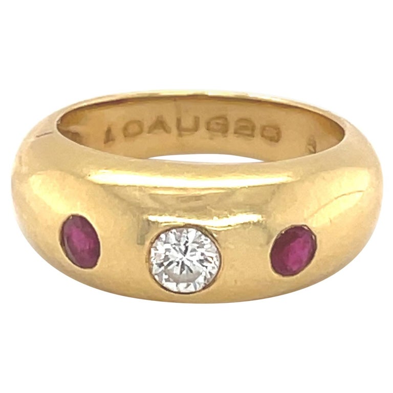 Cartier Yellow Gold Ruby Diamond Ring For Sale at 1stDibs