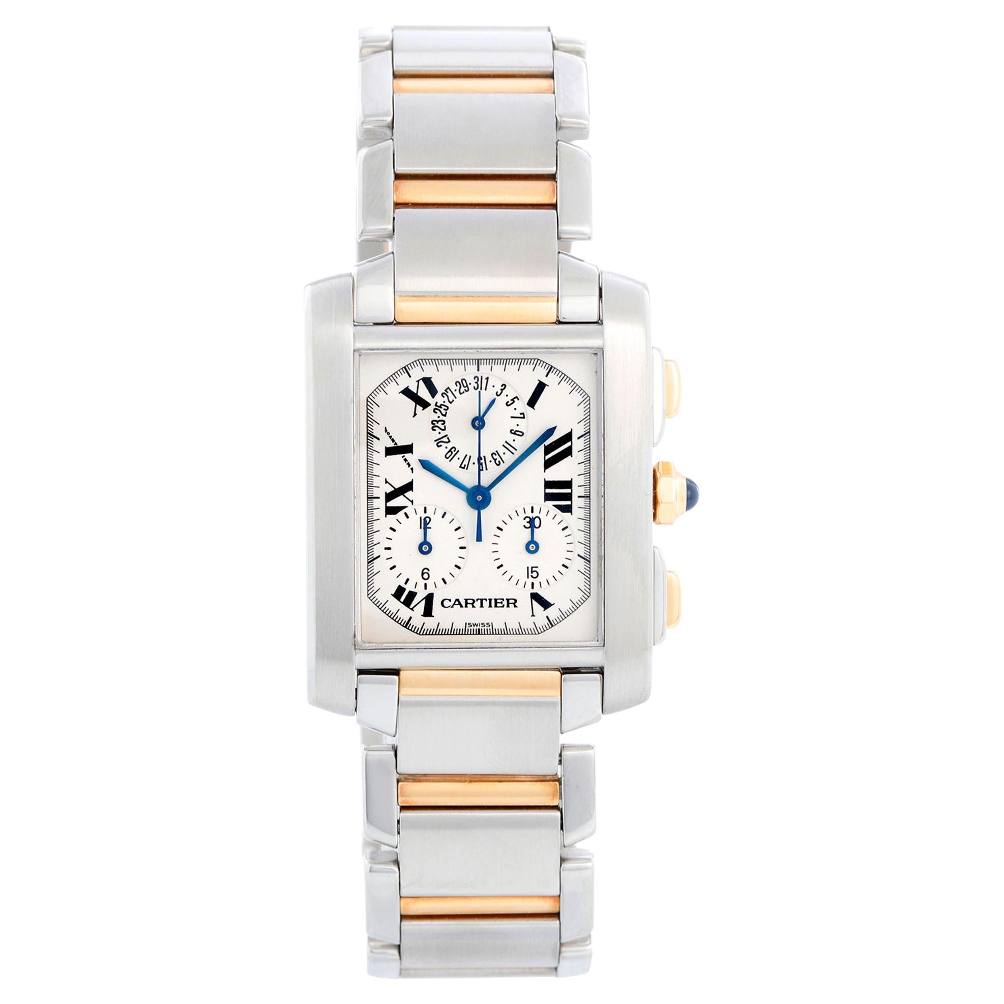 Cartier Yellow Gold Tank Cintree Dual Time Mechanical Wristwatch at 1stDibs