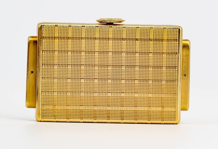 Cartier Yellow Gold Traveling Shutter Mechanical wind Watch Clock at ...