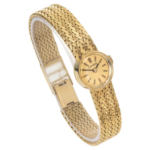 Vintage Cartier Circular Quartz Movement Desk Clock Gilt Metal and ...