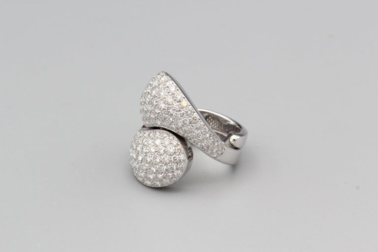 Cartier Yin Yang Pave Diamond 18k White Gold Ring For Sale at 1stDibs