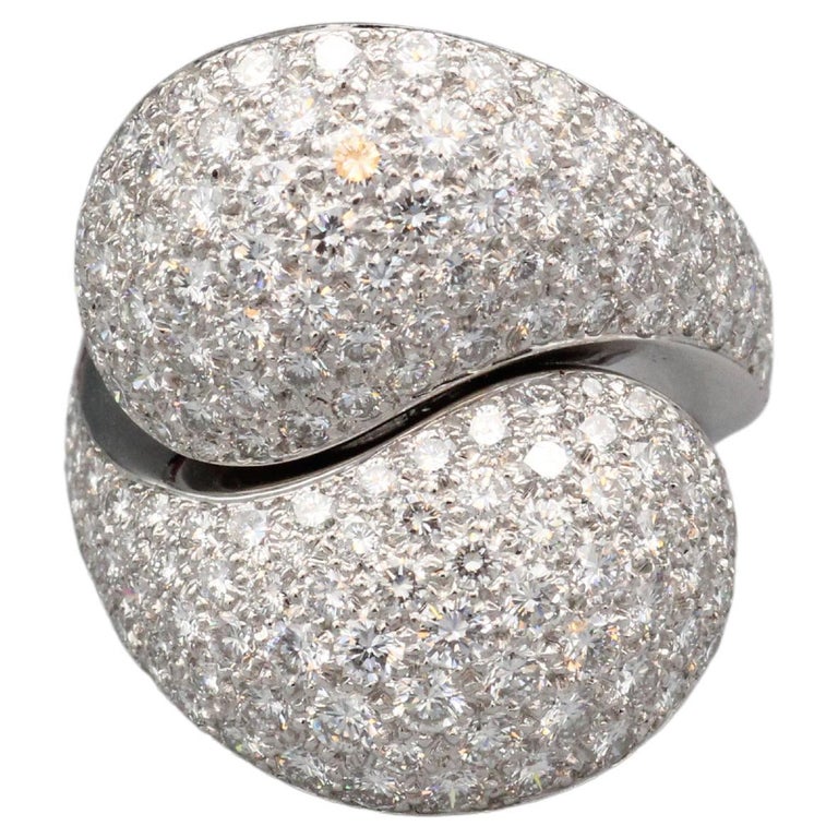 Cartier Yin Yang Pave Diamond 18k White Gold Ring For Sale at 1stDibs
