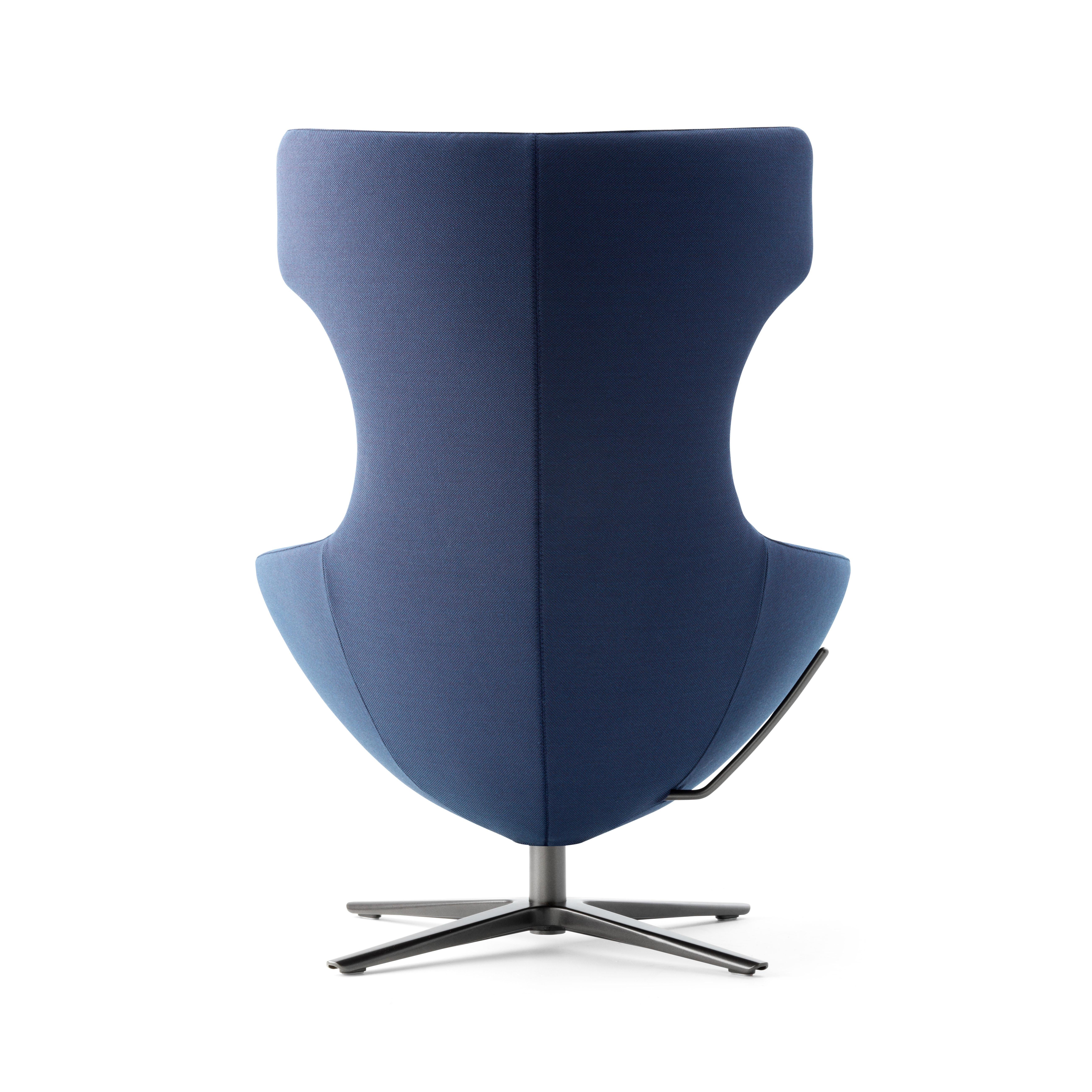 Caruzzo Lounge Chair by Leolux Upholstered in Blue Fabric 'steelcut ...