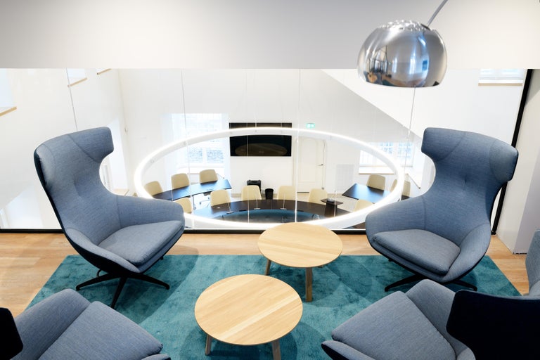Caruzzo Lounge Chair by Leolux Upholstered in Blue Fabric 'steelcut ...