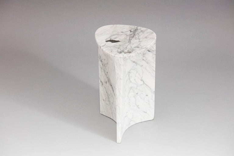 Carv Tall Table in Carrara Marble by Daniel Fintzi for Formar For Sale ...