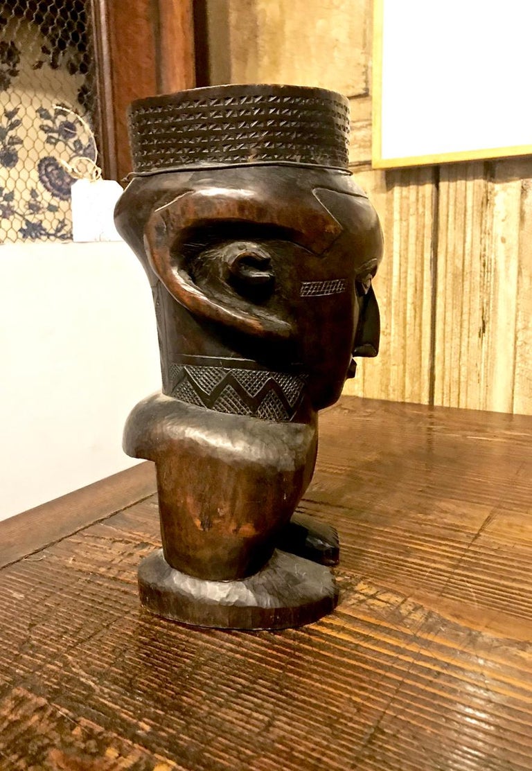 Carved African Figural Urns, Mid-20th Century For Sale at 1stDibs