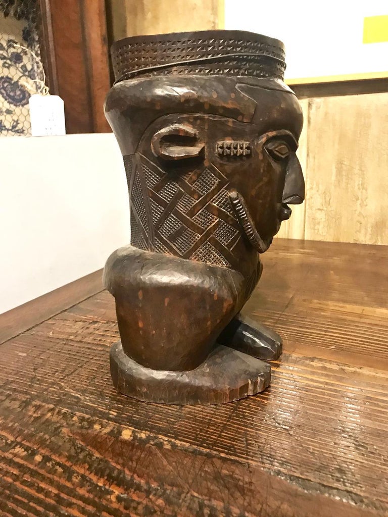 Carved African Figural Urns, Mid-20th Century For Sale at 1stDibs