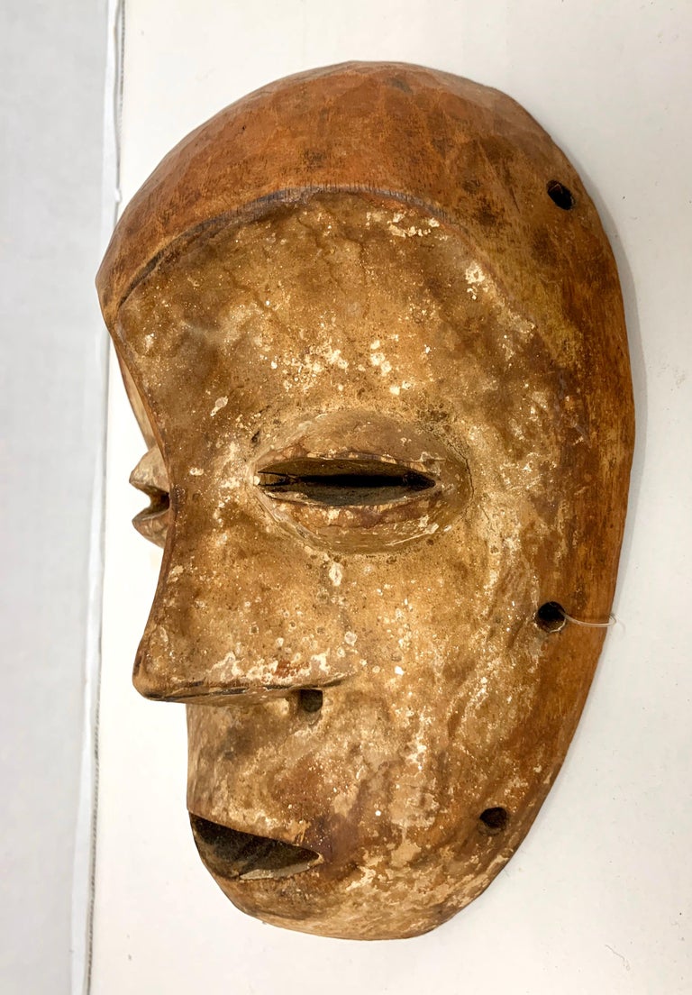 Carved African Hand Carved Gabon Female Mask from Punu Gabon For Sale ...