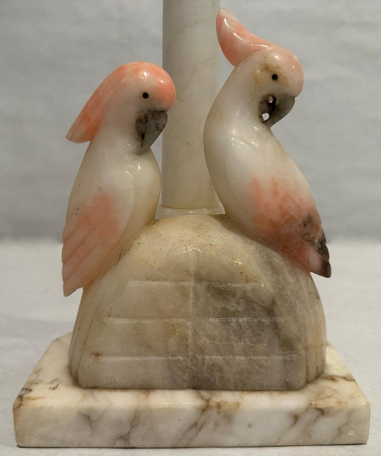 Carved Alabaster Figural Italian Art Deco Lamp For Sale at 1stDibs