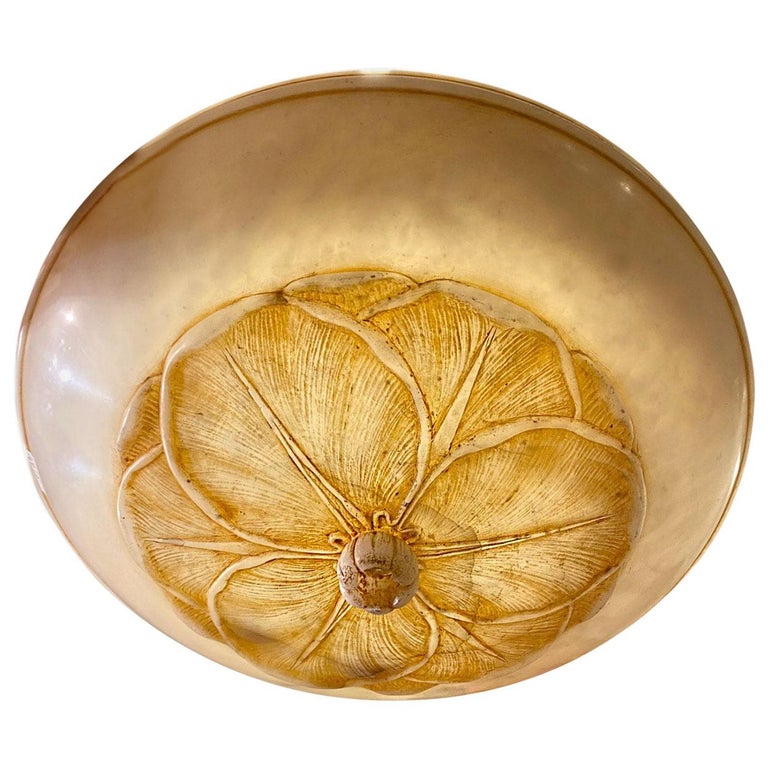 Carved Alabaster Light Fixture For Sale at 1stDibs