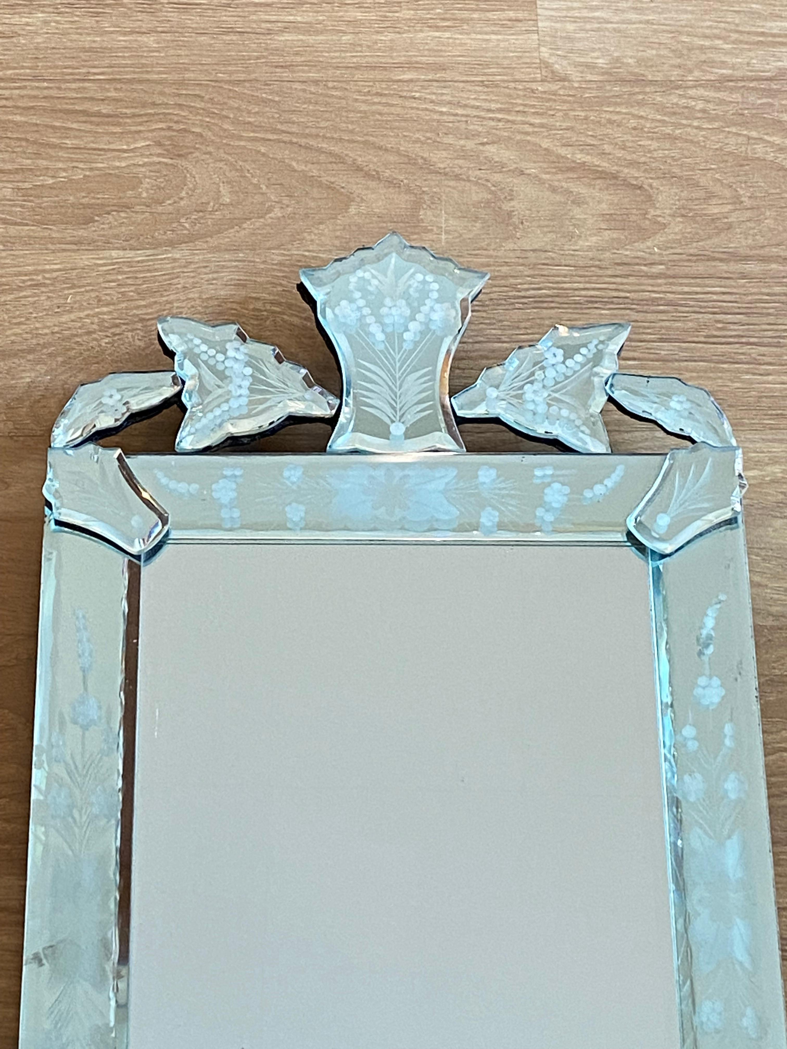 Carved and Engraved French Mirror, Paris, 1940s at 1stDibs