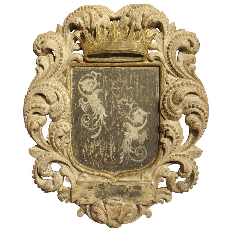 Carved and Painted Cartouche Plaque from Italy at 1stdibs