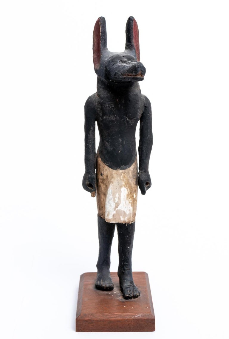 Carved and Painted Cedar Anubis Ancient Egyptian Statue at 1stDibs