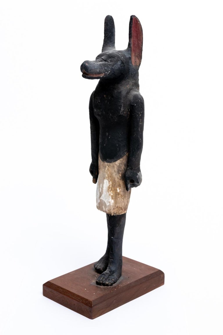 Carved and Painted Cedar Anubis Ancient Egyptian Statue at 1stDibs