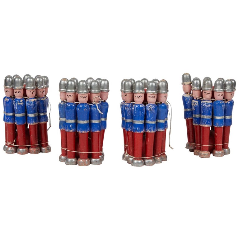 Carved and Painted Children's Toy Skittle Game Set from England, circa ...