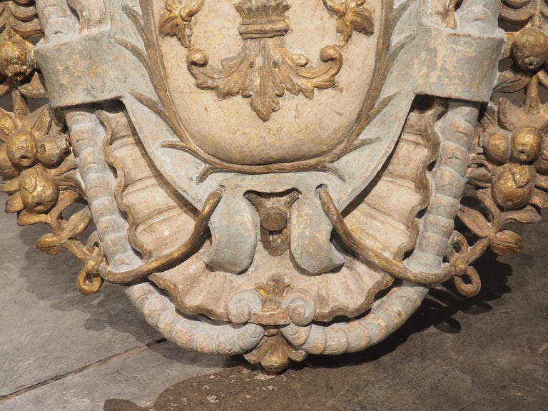 Carved and Painted Italian Wooden Plaque featuring the Giglio of ...