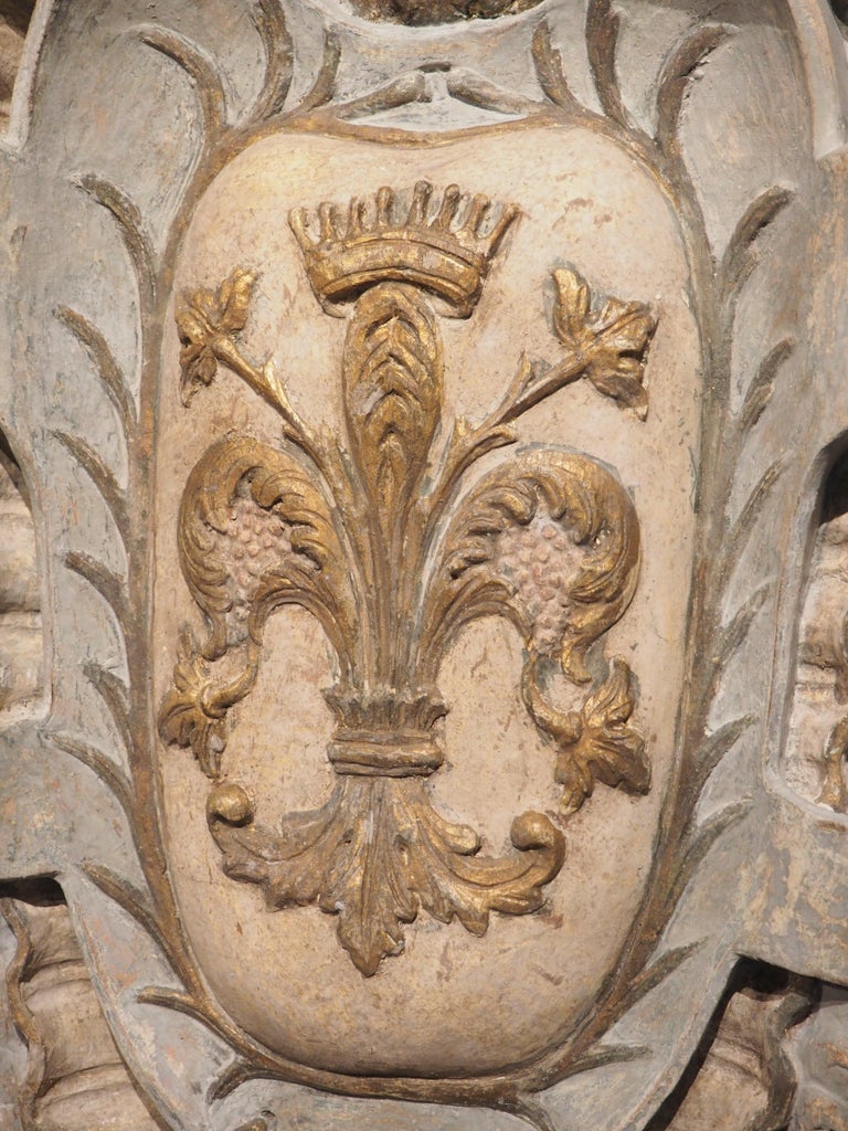 Carved and Painted Italian Wooden Plaque featuring the Giglio of ...