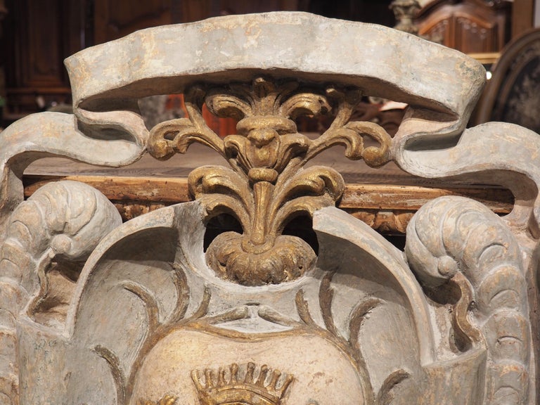 Carved and Painted Italian Wooden Plaque featuring the Giglio of ...