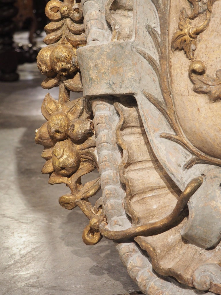 Carved and Painted Italian Wooden Plaque featuring the Giglio of ...