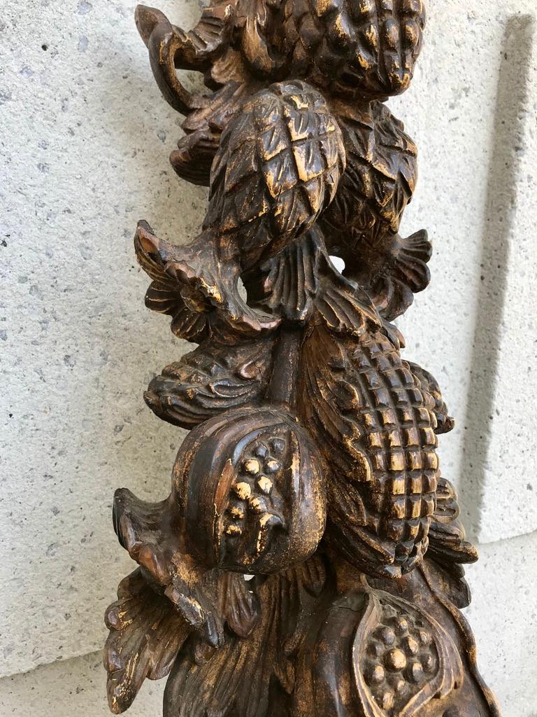 Carved and Painted Wood Architectural Fruit Swag at 1stDibs