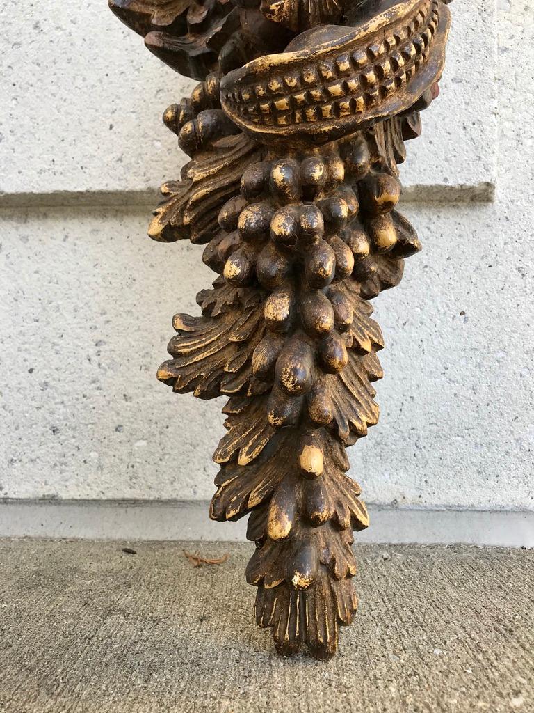 Carved and Painted Wood Architectural Fruit Swag at 1stDibs