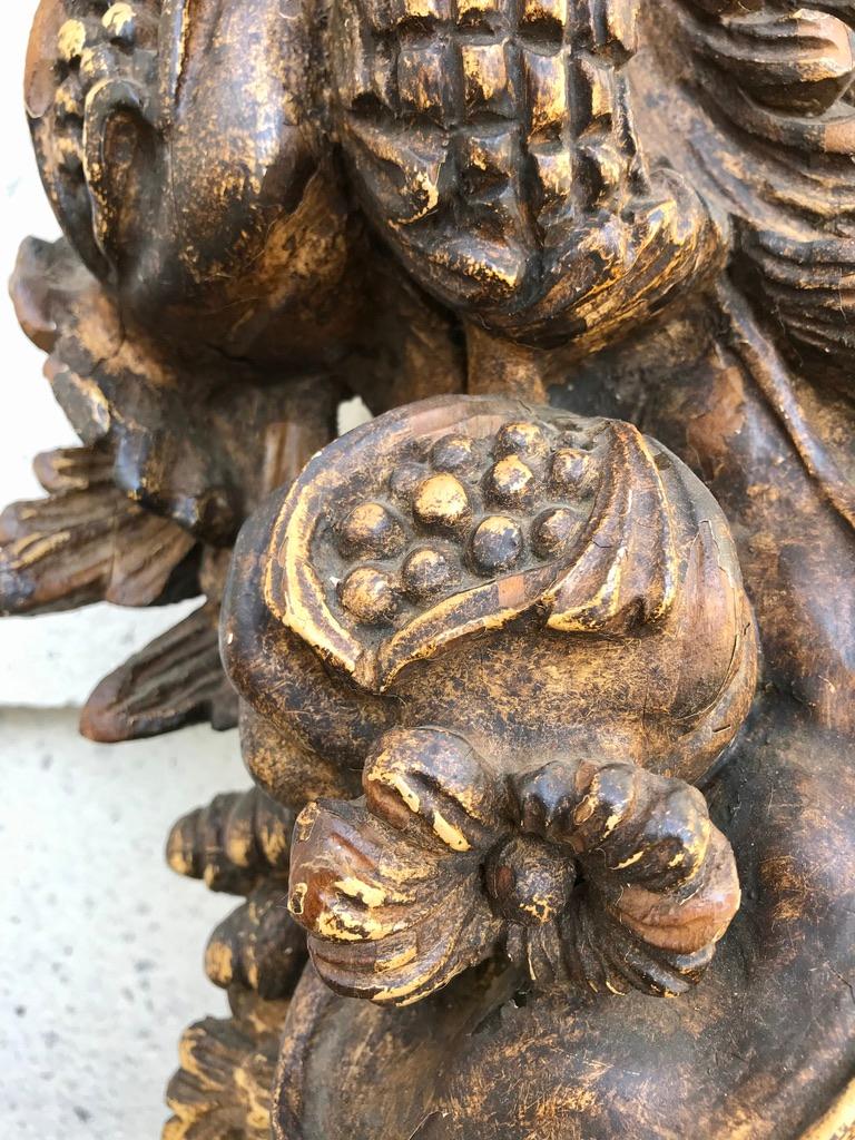 Carved and Painted Wood Architectural Fruit Swag at 1stDibs
