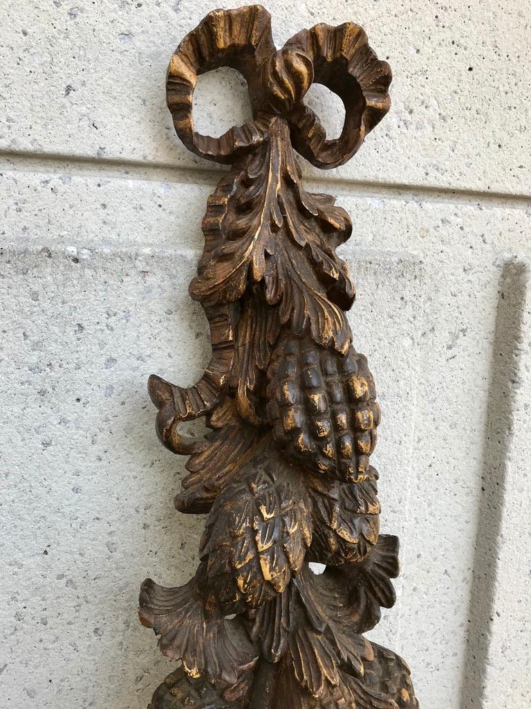 Carved and Painted Wood Architectural Fruit Swag at 1stDibs
