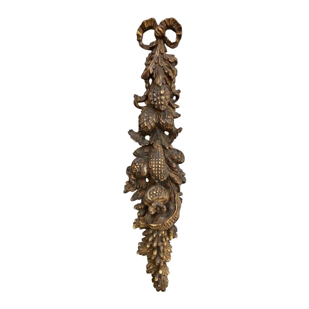 Carved and Painted Wood Architectural Fruit Swag at 1stDibs